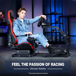 Anman Racing Simulator Cockpit Stand With Racing Seat, Wheel Shifter ...