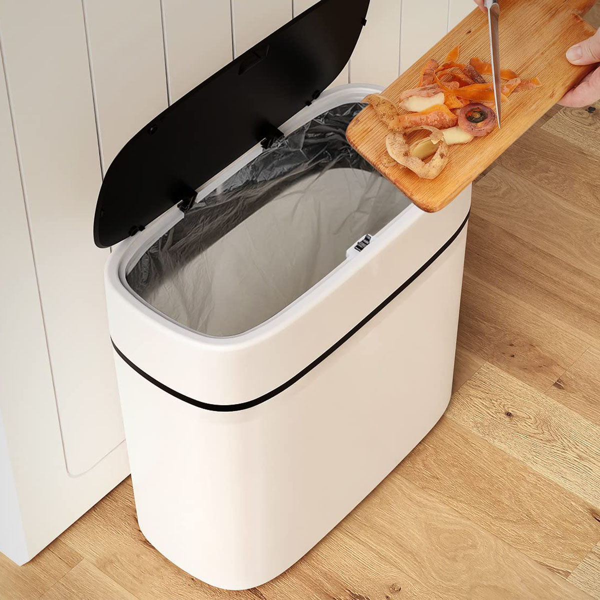 JEUPDAY 14 Litre Trash Can With Press Top Lid , 3.7 Gallons Plastic ...