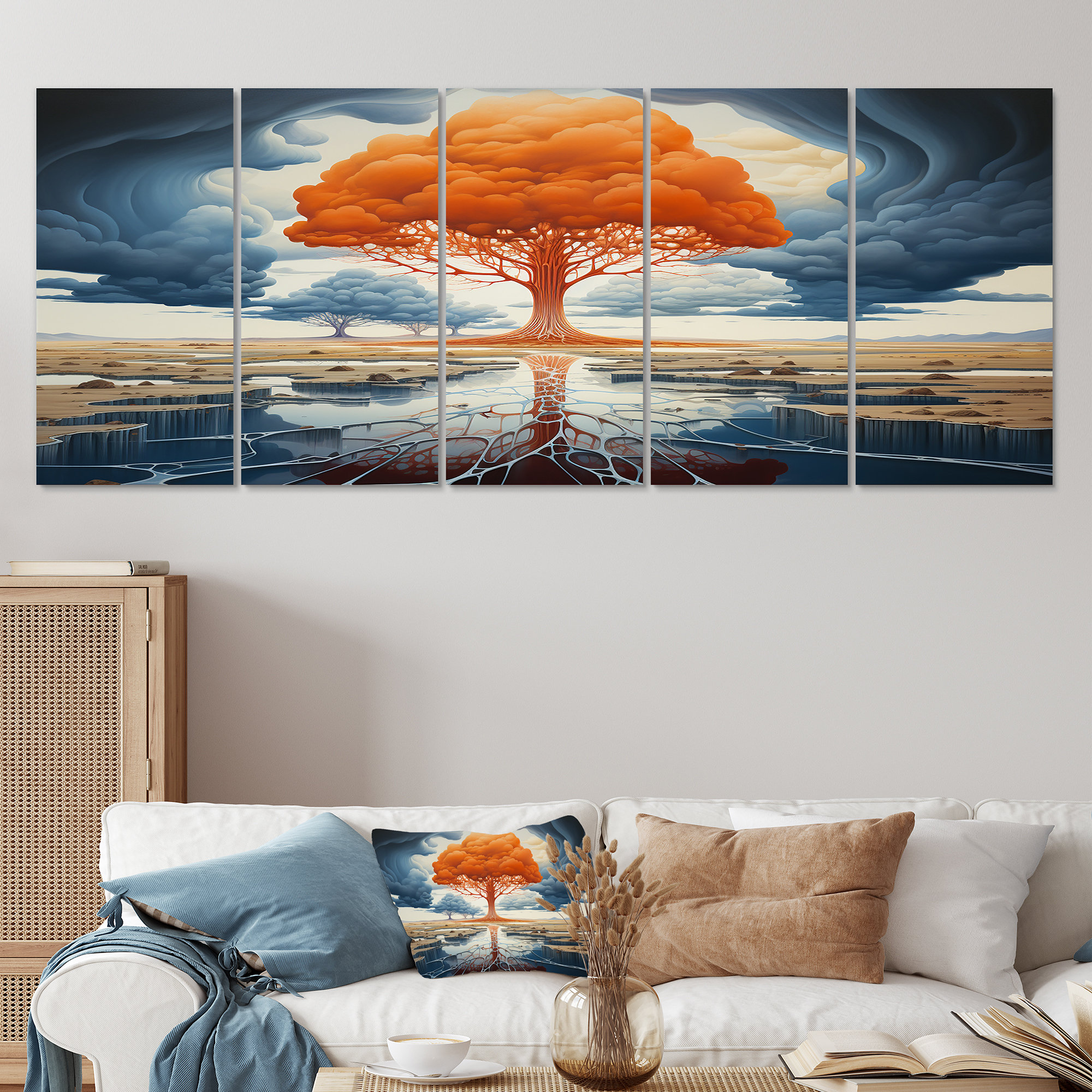 Lark Manor™ Majestic Orange Tree Of Life - Tree Wall Art 5 Piece | Wayfair