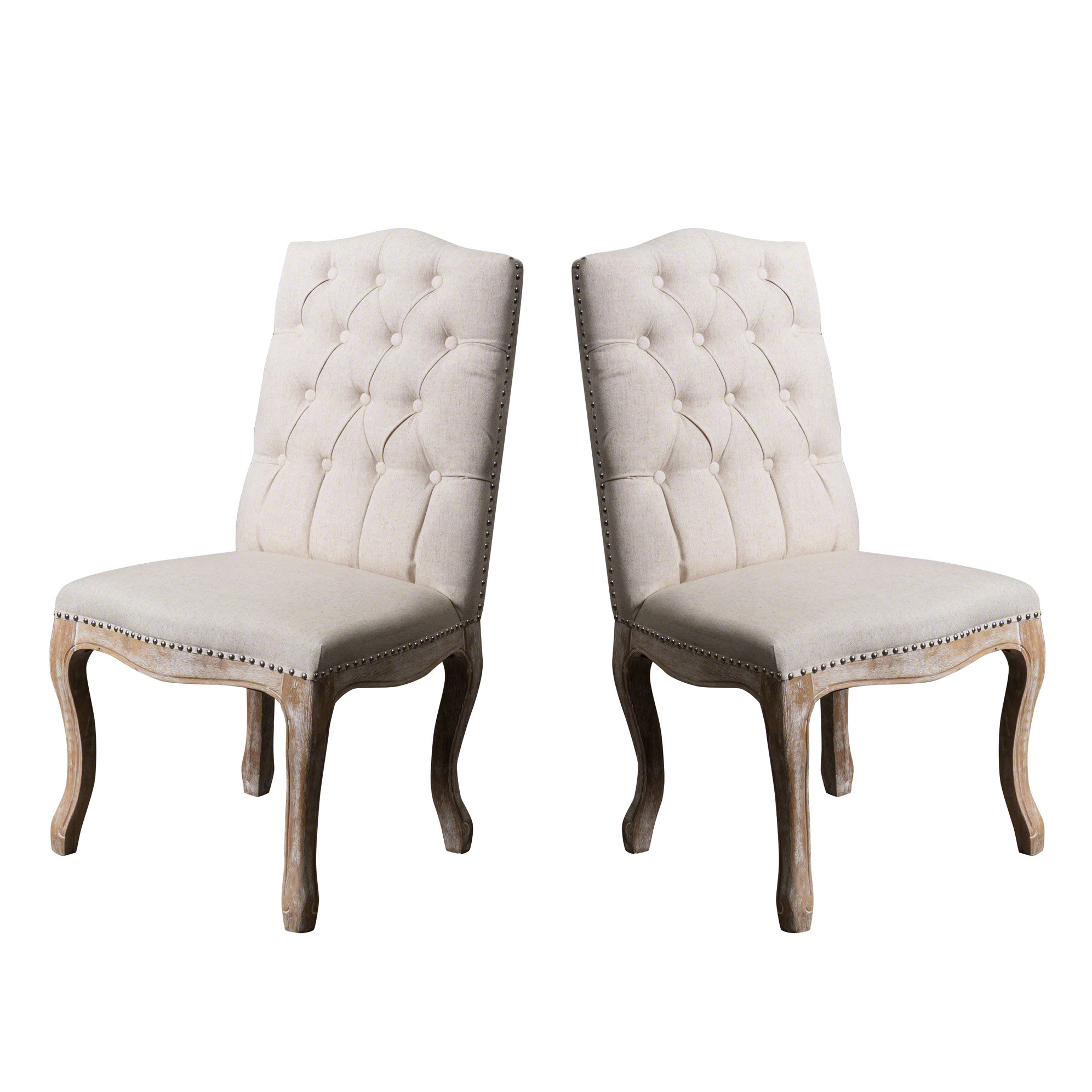 Wildon Home® Of 2 Dining Chairs In Beige - Sophisticated Tufting ...
