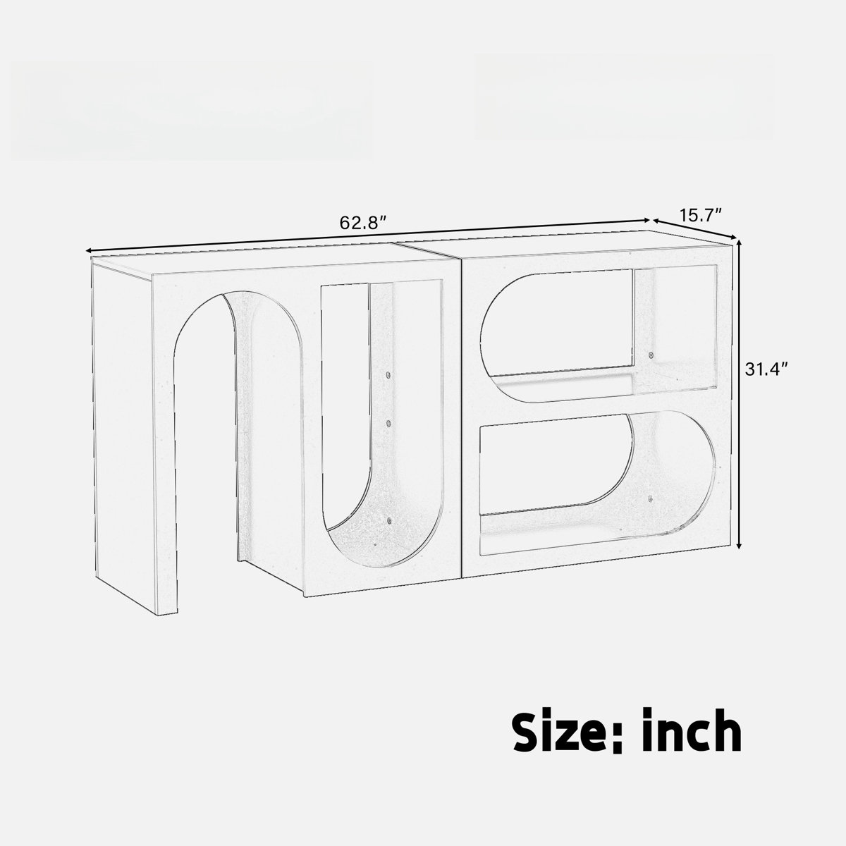 Ivy Bronx Modular Console Table With Rectangular Exterior And Curved ...