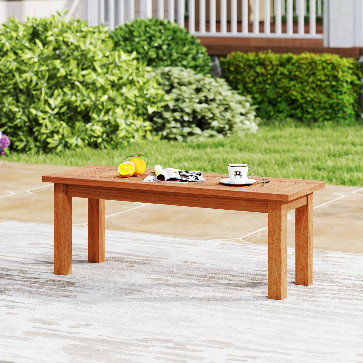 Gracie Oaks 1 Pcs 2-person Outdoor Backless Bench With Slatted Seat ...