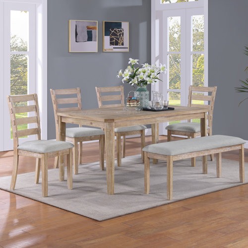 Laurel Foundry Modern Farmhouse Berger 6-Piece Rustic Solid Wood Dining ...