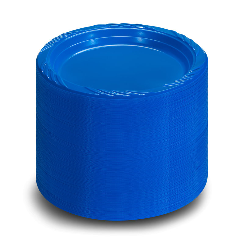 Munfix 100 Pack 6 Inch Blue Plastic Dessert Plates - Disposable Cake ...