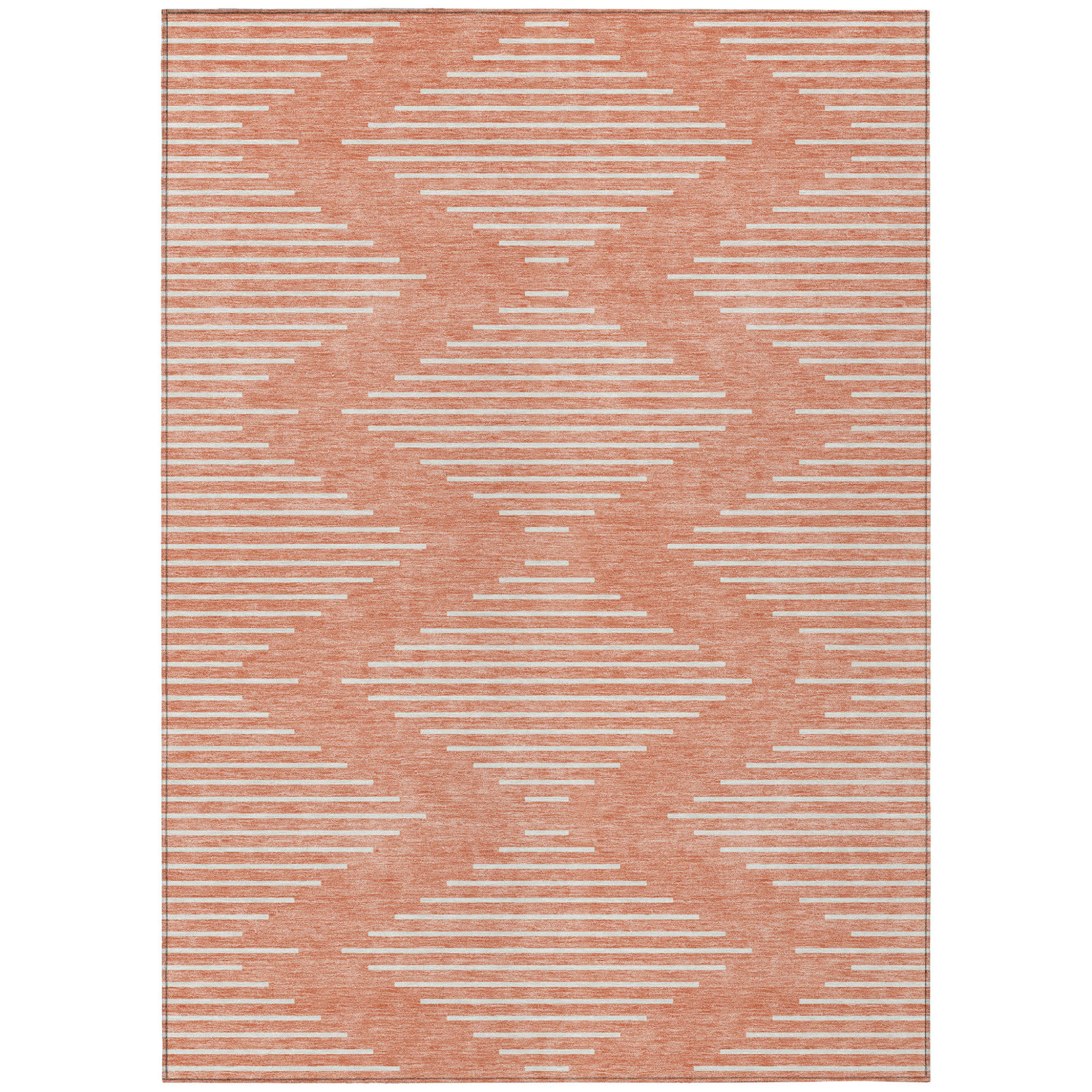 HomeRoots 5' X 8' Salmon Geometric Washable Indoor Outdoor Area Rug ...