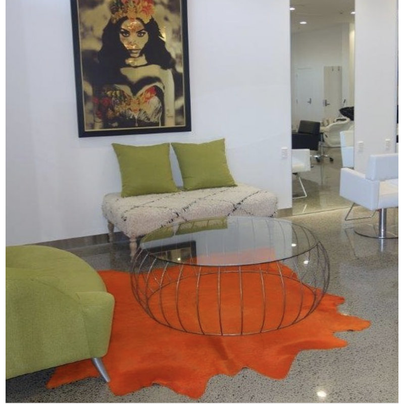 Mercer41 Creedmoor Dyed Orange Cowhide Area Rug | Wayfair