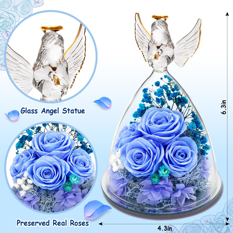 Primrue Artificial Plant Light Blue Angel Figurine | Wayfair