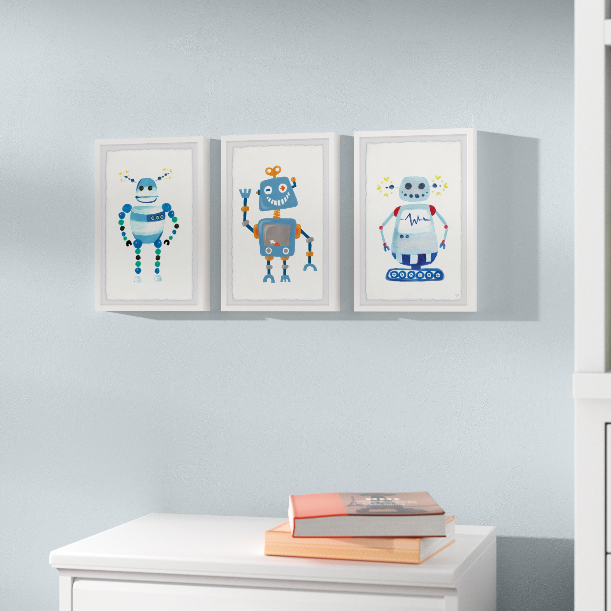 Andover Mills™ Baby & Kids Noemi 'Happy Robot' 3- Piece Set Framed ...