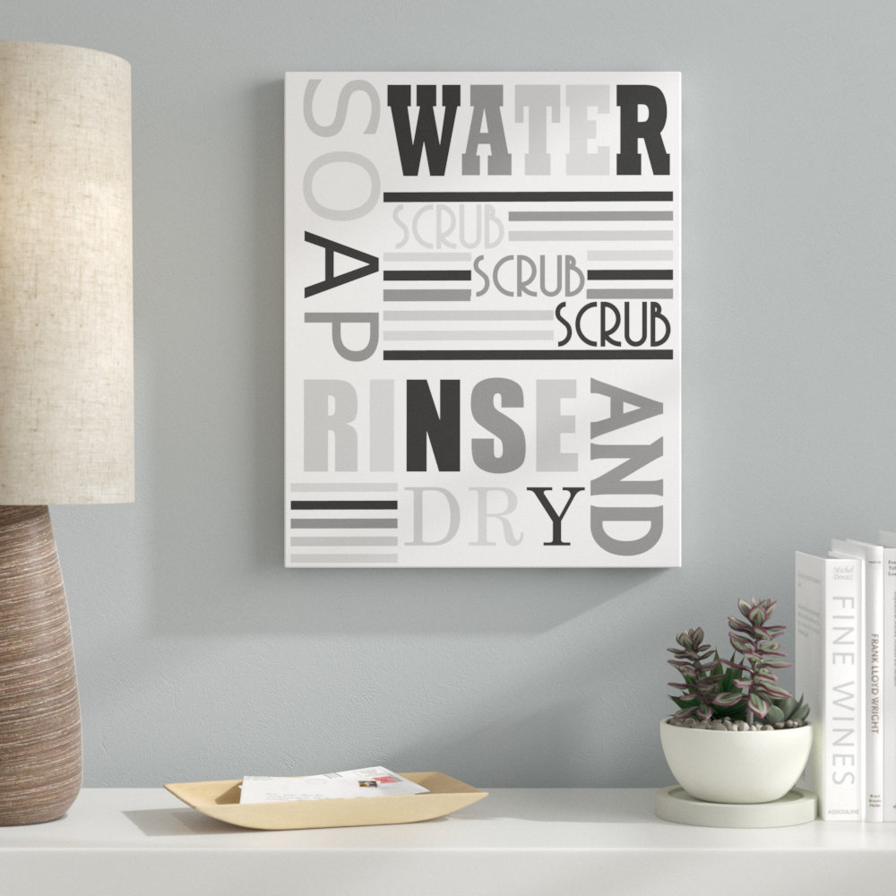Ebern Designs 'Bathroom Words Collage' Textual Art Print on Canvas ...