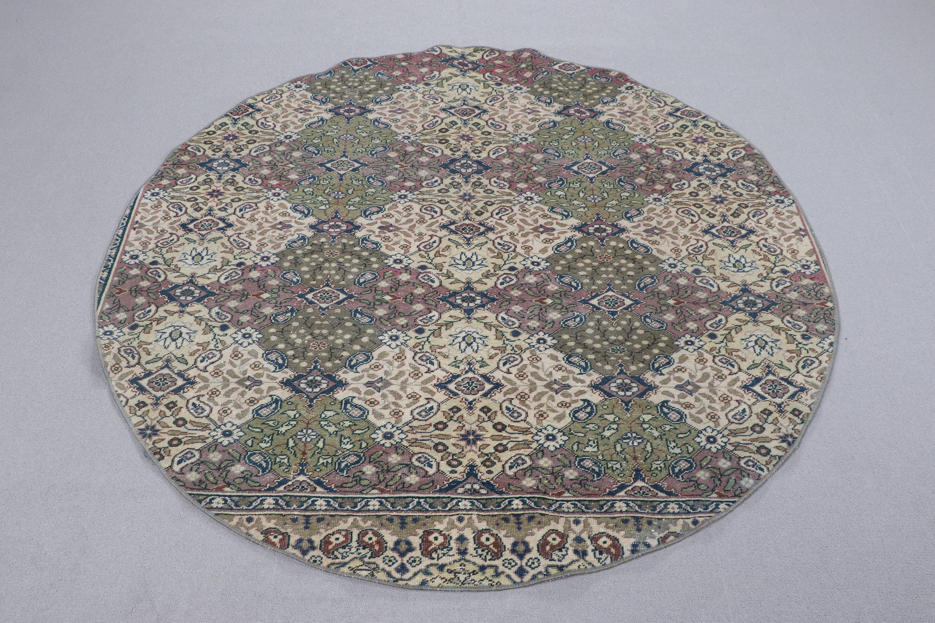 Bloomsbury Market Vintage Turkish Oushak Beige Round Rug Ideal for ...
