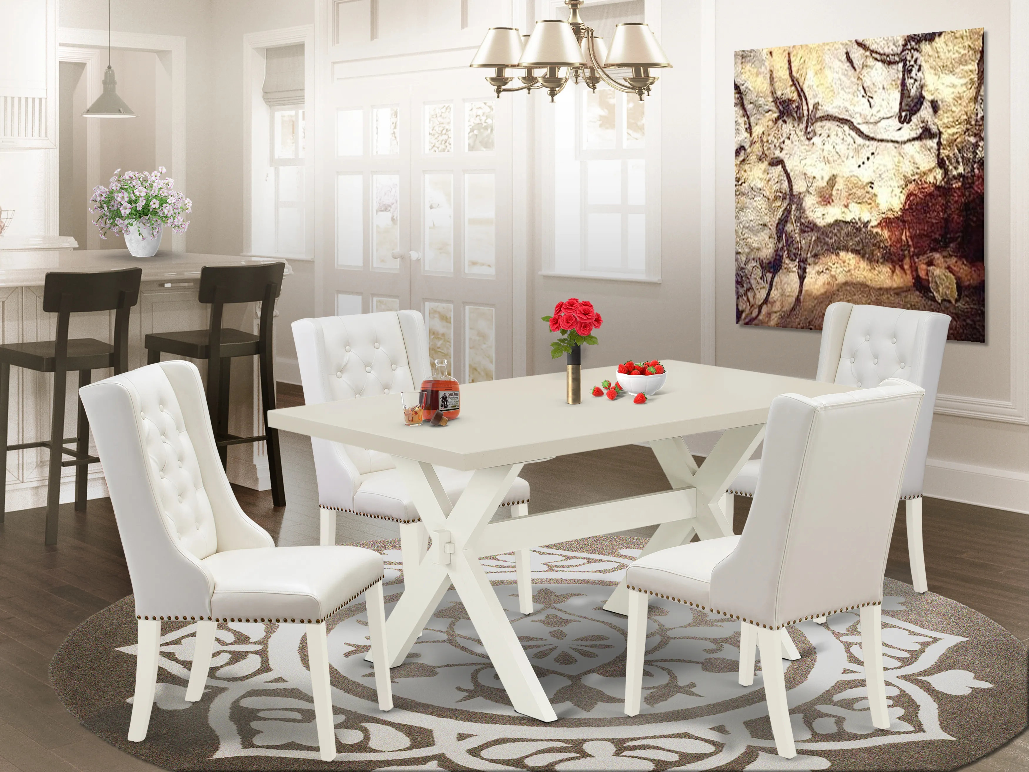 Winston Porter 5-Pc Dining Table Set Contains 4 Pu leather Dining ...