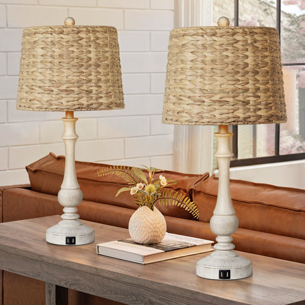 Darby Home Co 28" Coastal Tropical Table Lamps Set of 2 | Handwoven ...