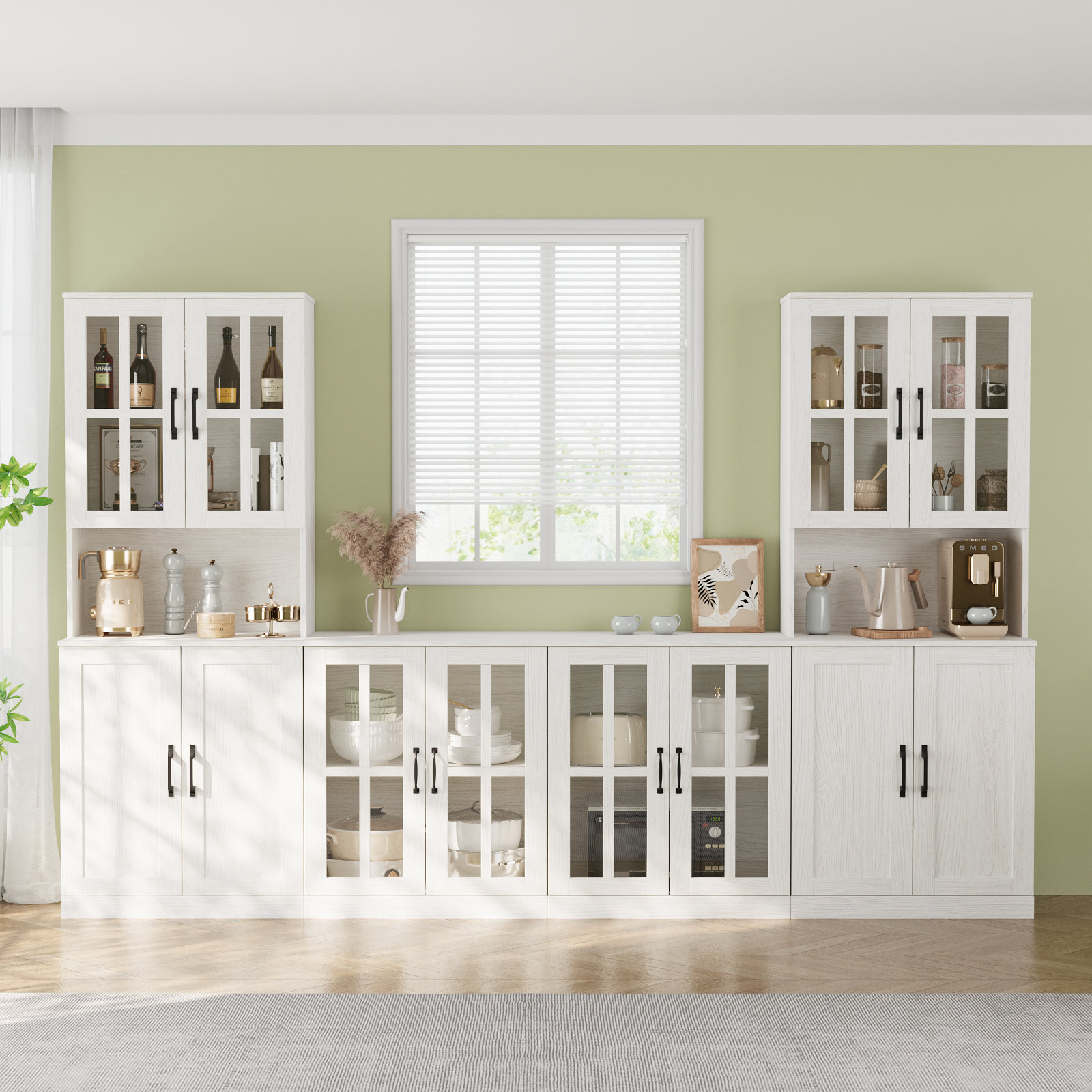 Lark Manor™ 71'' Kitchen Pantry With Bookcases, 94.5'' Wide Farmhouse ...
