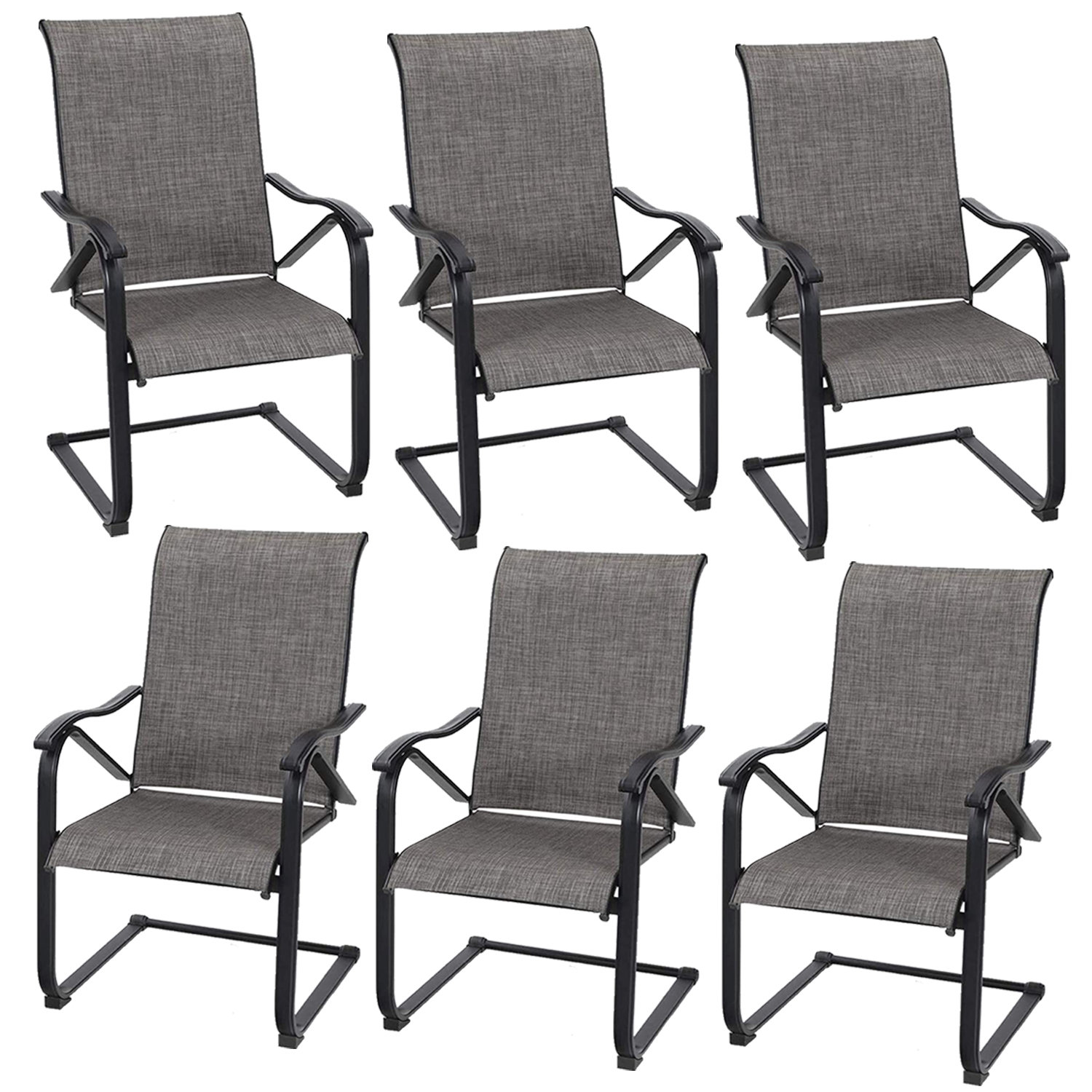 Red Barrel Studio® Patio C Spring Dining Chairs Set Of 6 Outdoor PVC ...