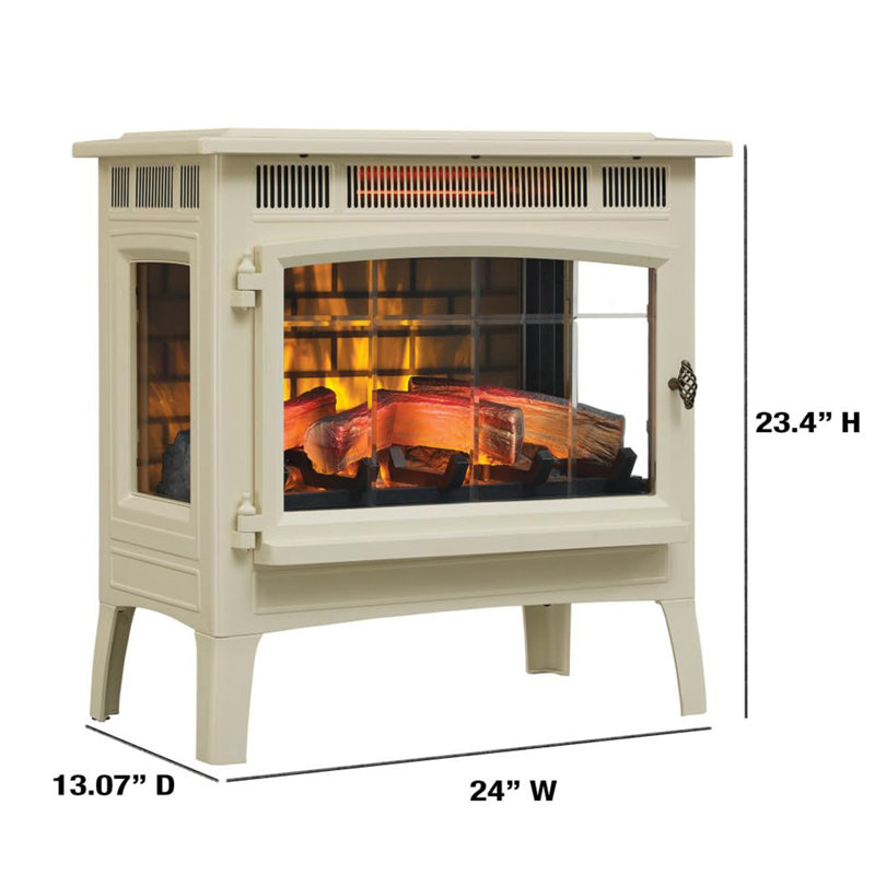 VASAGLE 24"W Electric Infrared Quartz Fireplace Stove with 3D Flame ...