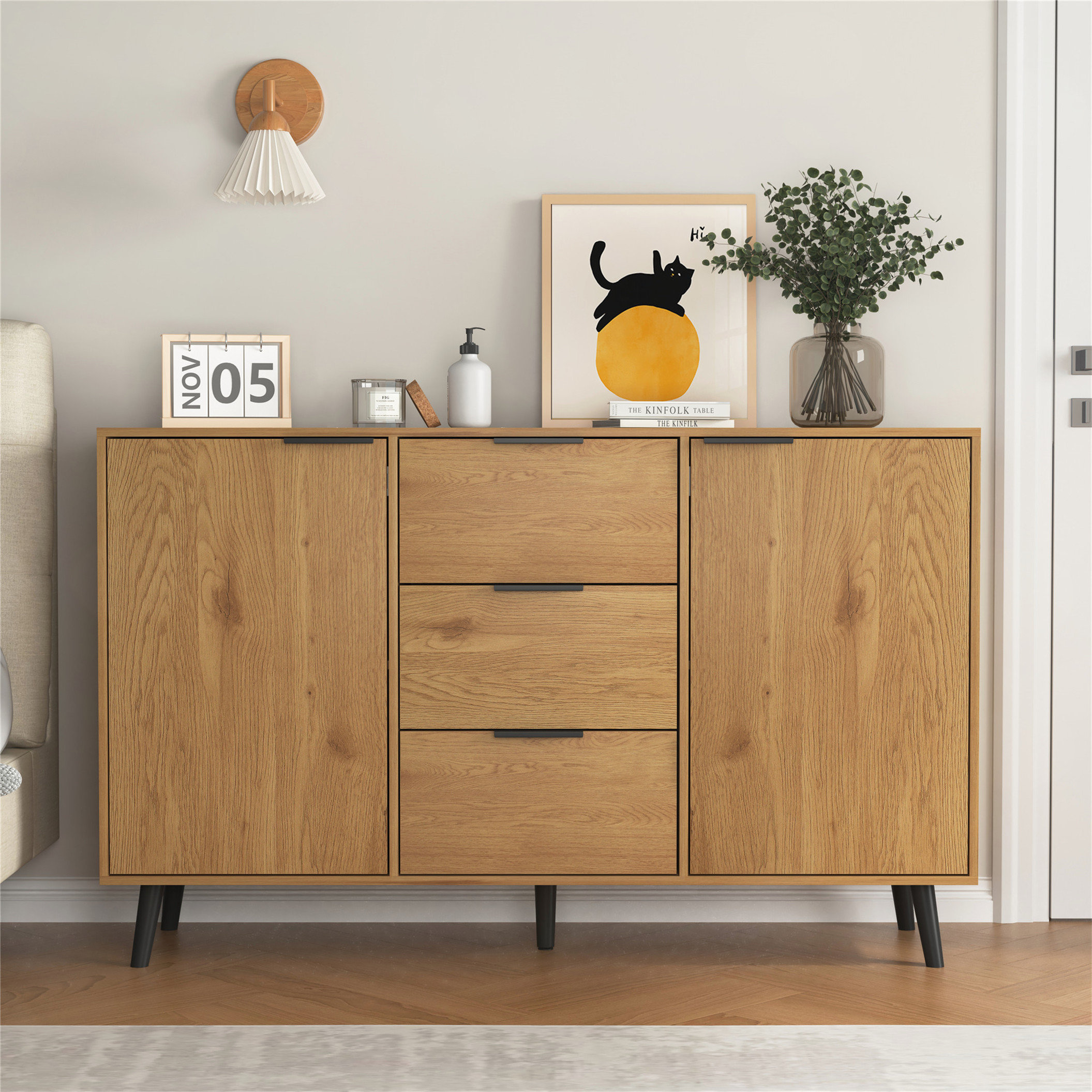 George Oliver Versatile Wood Storage Cabinet for All Spaces, Enhancing ...