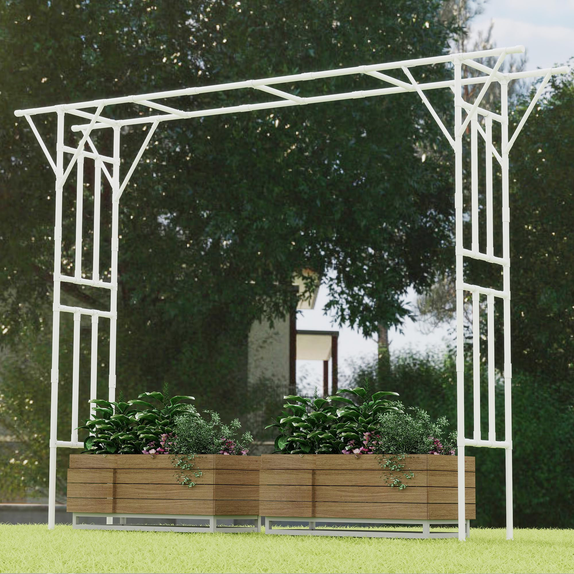FODORL Garden Arch Trellis 11FT x 9FT, Super Large Arbour Trellis for ...