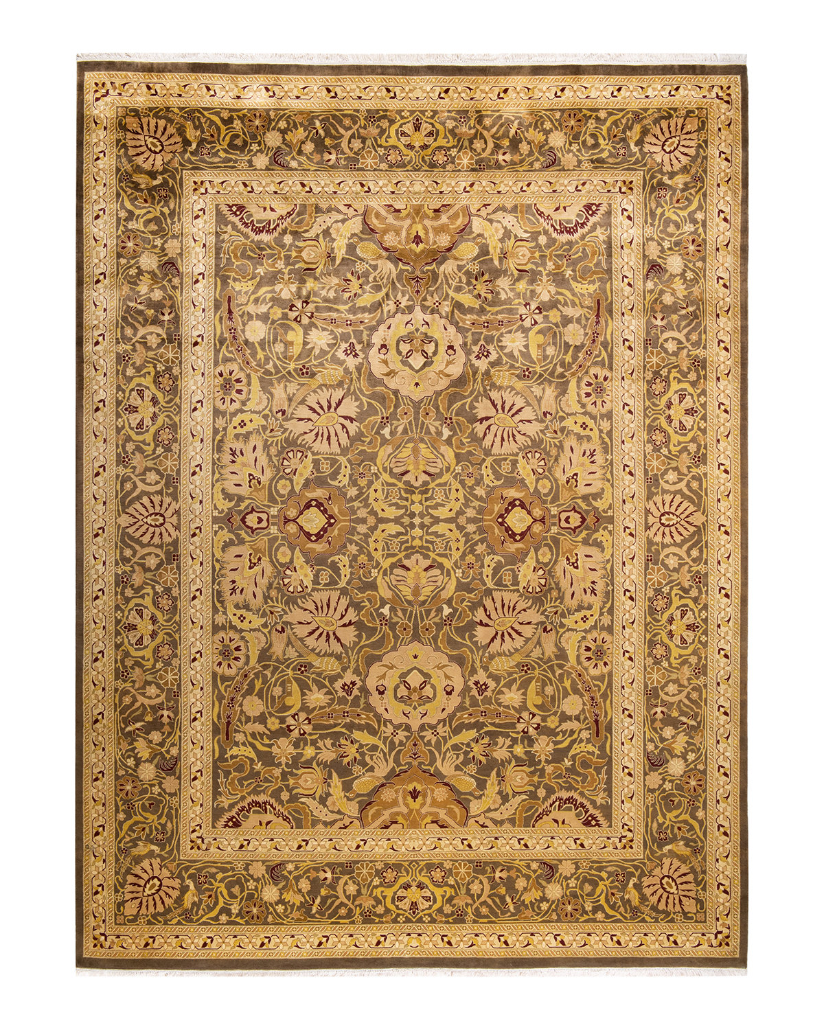 Solo Rugs Classic One-of-a-Kind Traditional Hand-Knotted Ivory/Olive ...