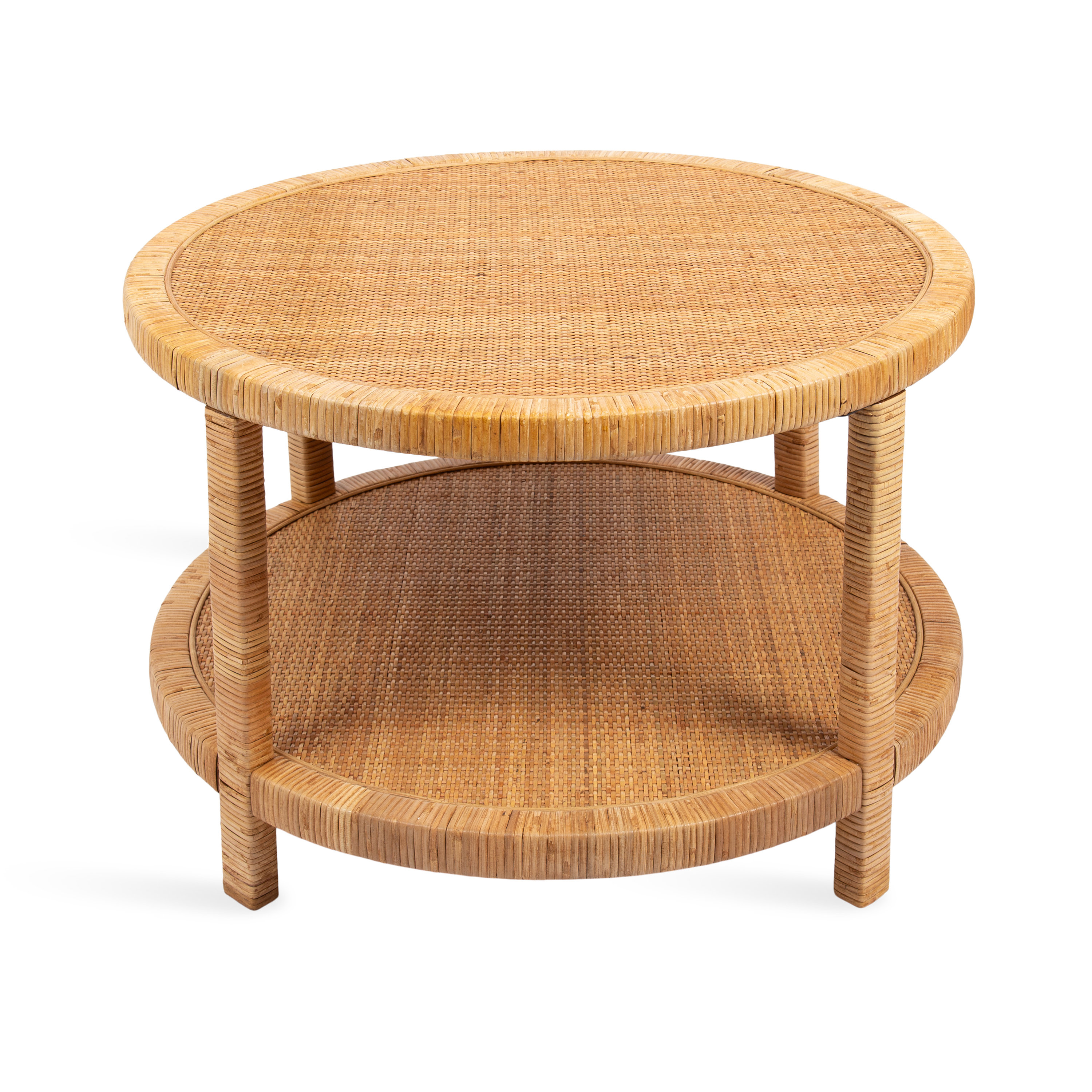 Bay Isle Home™ Rafina Coastal Tiered Round Rattan Coffee Table | Wayfair