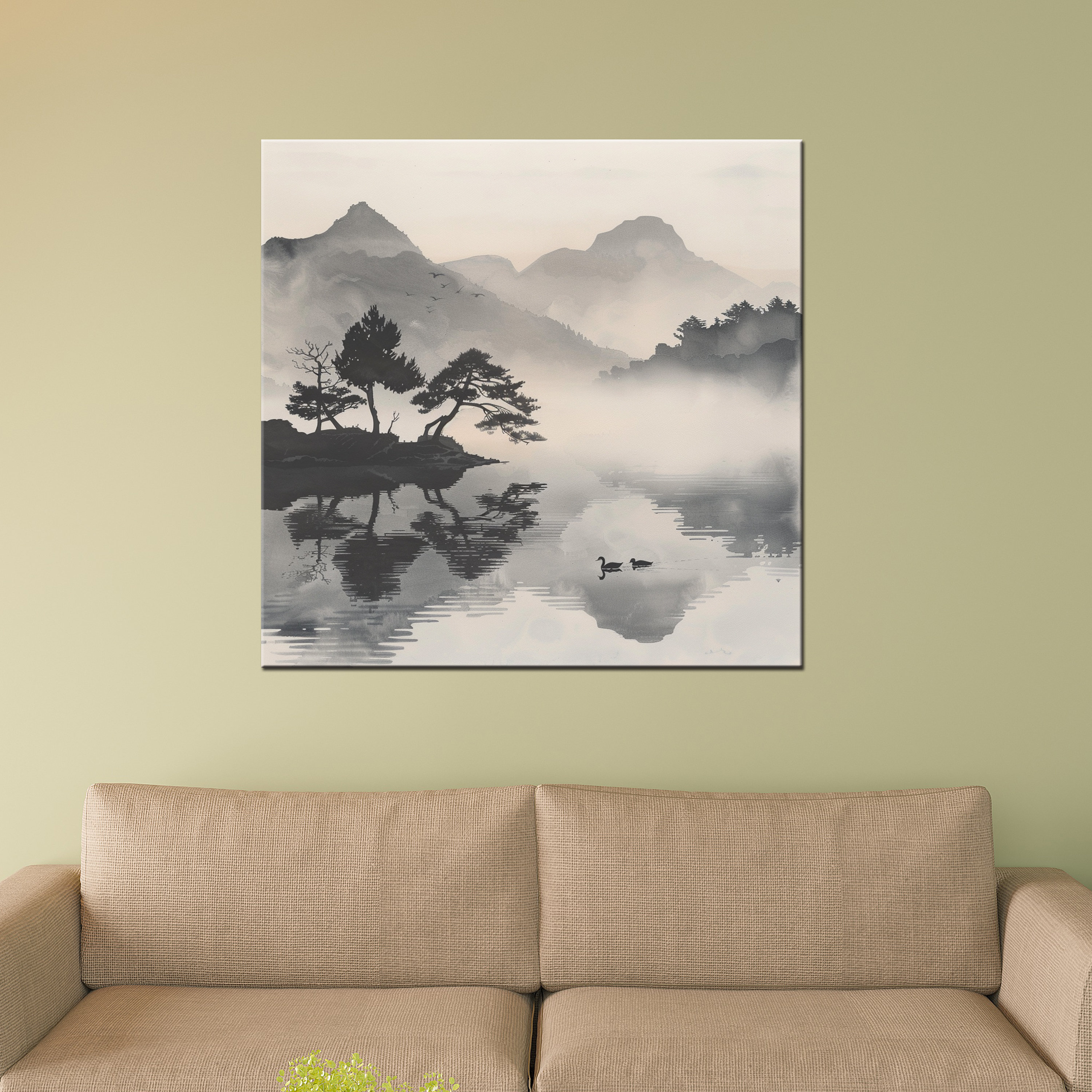 Millwood Pines Morning Mist on the Lake: Duck Shadows Dancing in Black ...