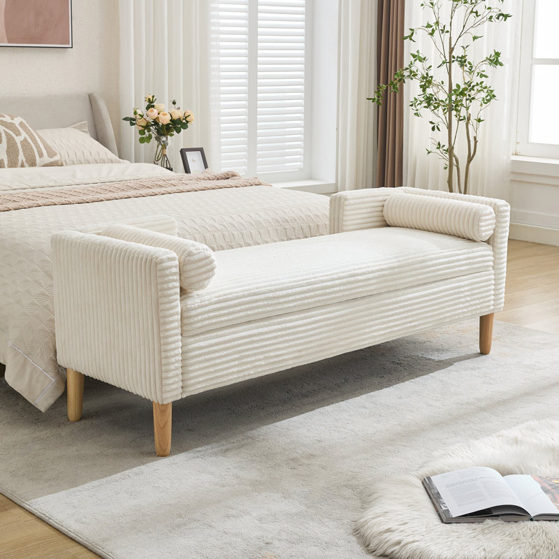 Mercer41 Upholstered Flip Top Storage Bench With Bolster Pillows ...