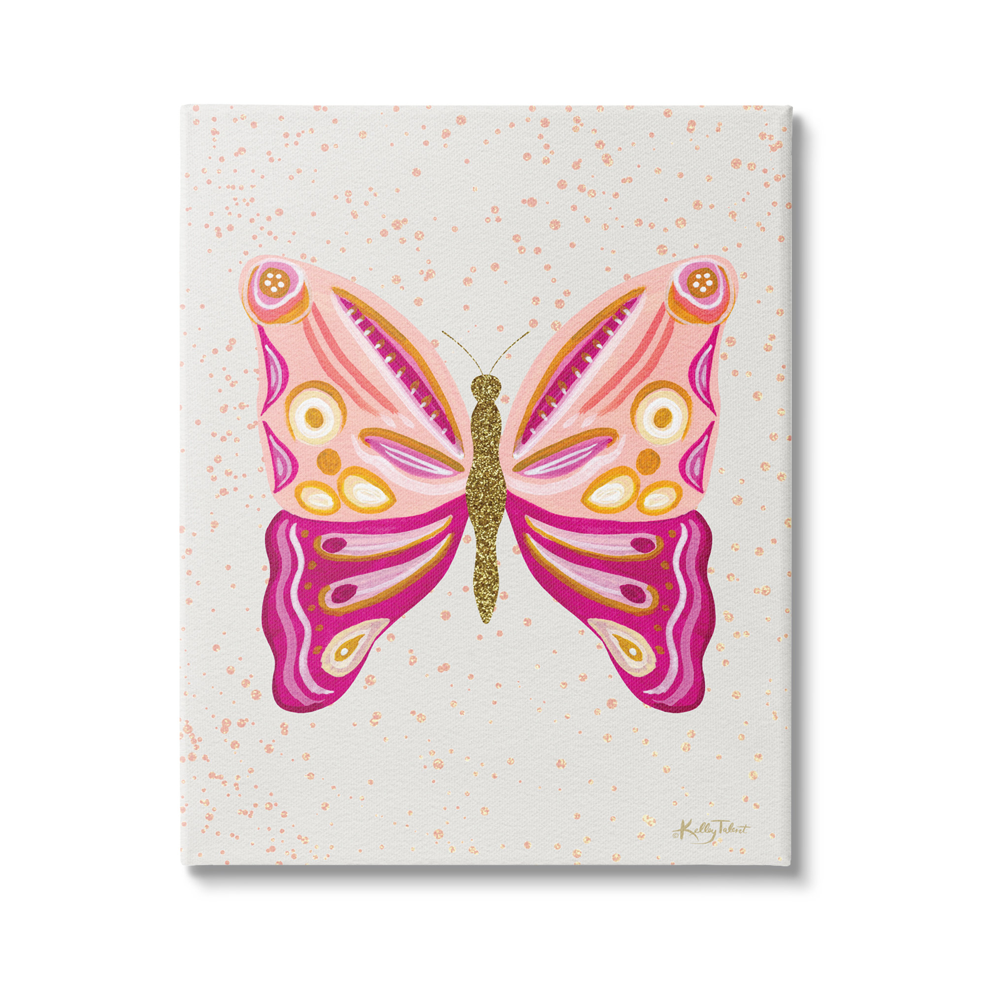 August Grove Modern Glam Pink Butterfly Canvas Wall Art by Kelley ...
