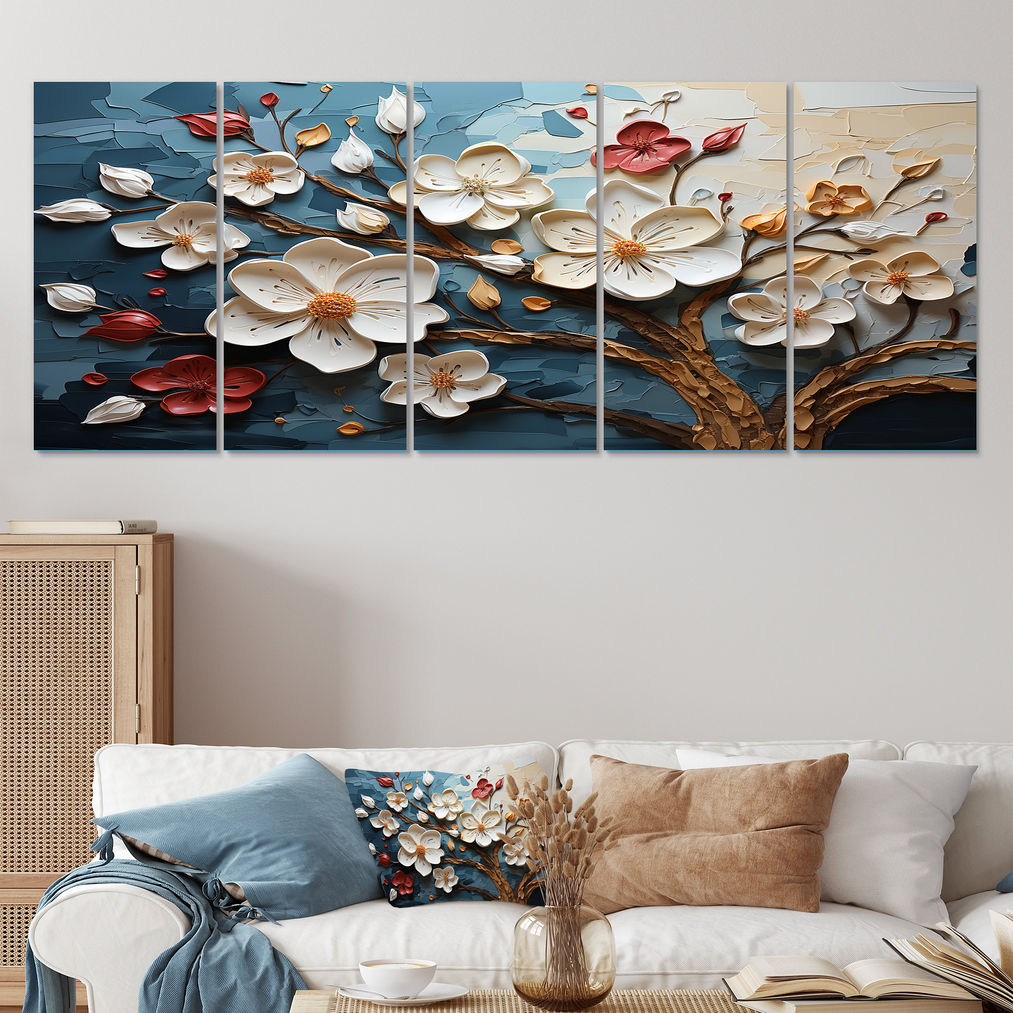 Lark Manor™ Dynamic White And Pink Petals Tree IV - Abstract Floral 5 ...