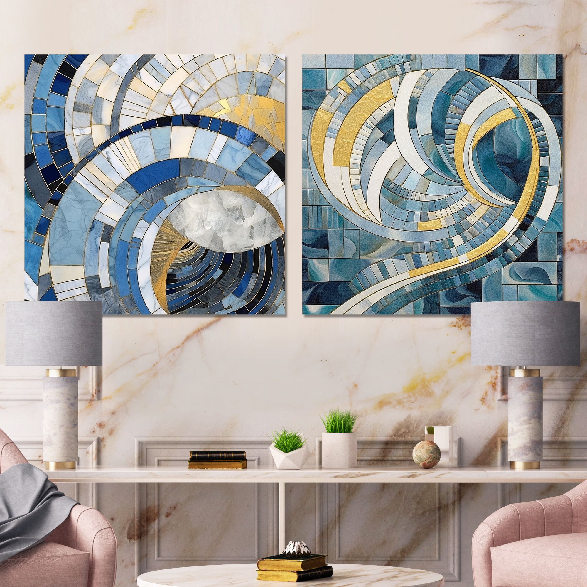 Ivy Bronx Pink Transcendent Angles - Abstract Shapes Square Collage Set ...