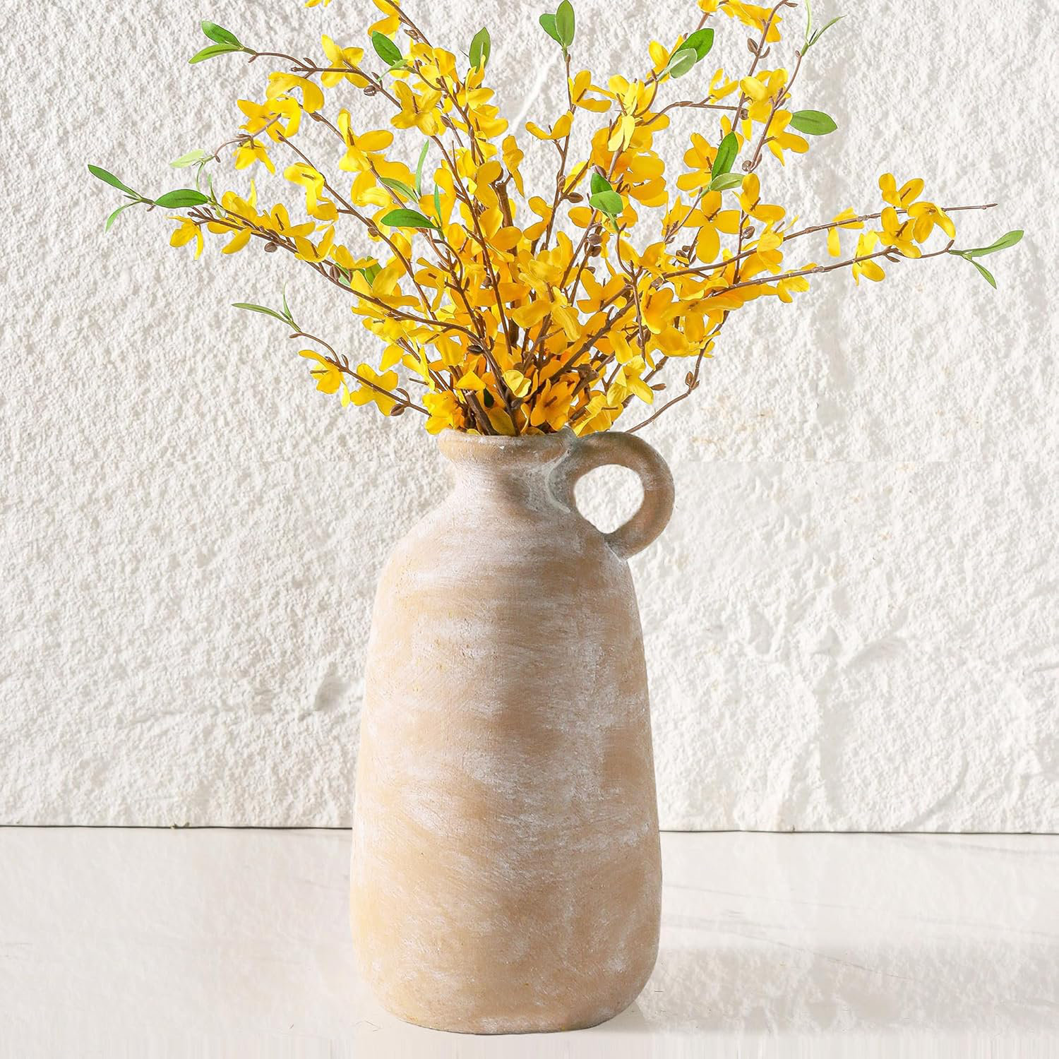 Gracie Oaks Large Ceramic Vase For Home Decor - Rustic Farmhouse Flower ...