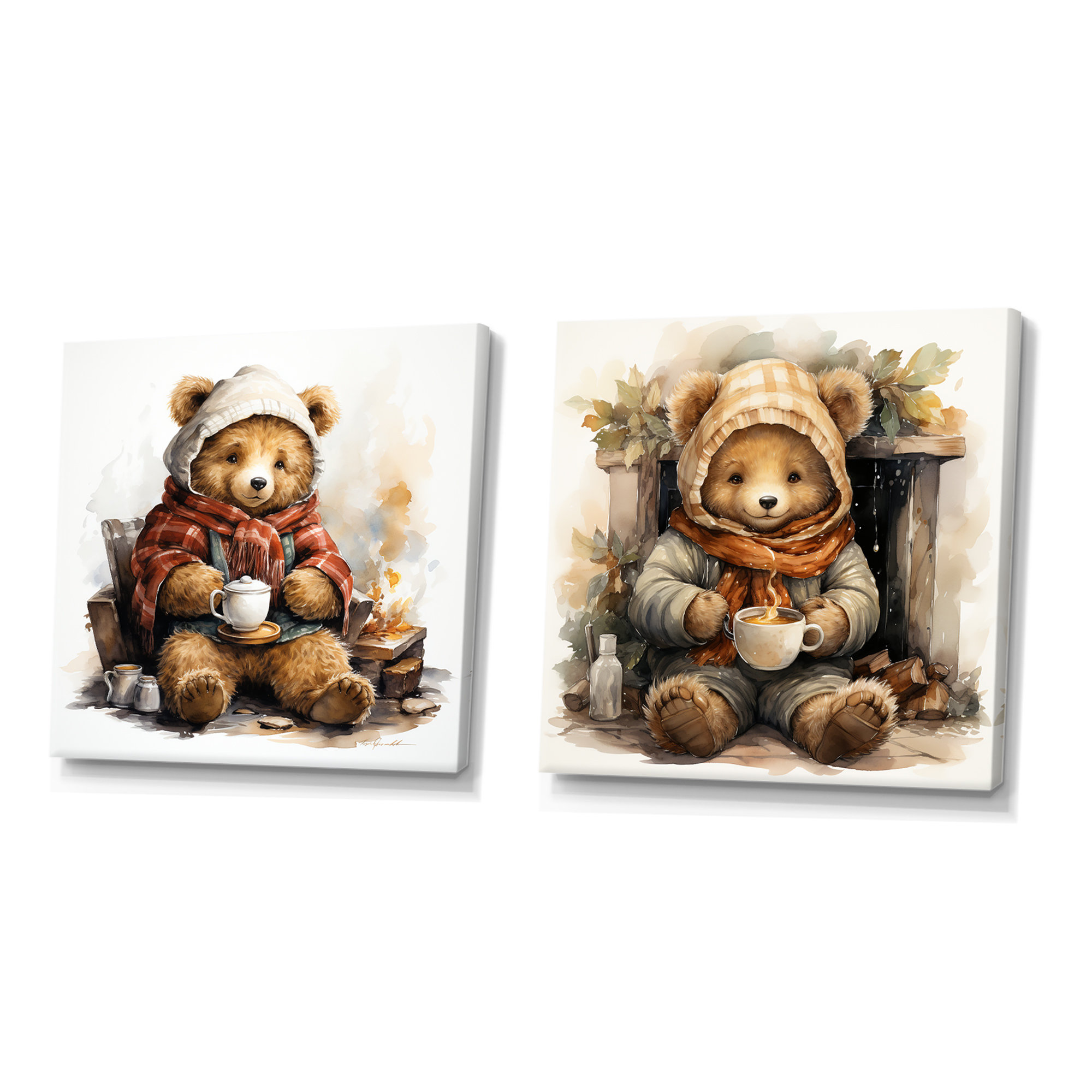Trinx Cozy Teddy Bear Chocolate In Winter I - Nursery Teddy Bear Wall ...