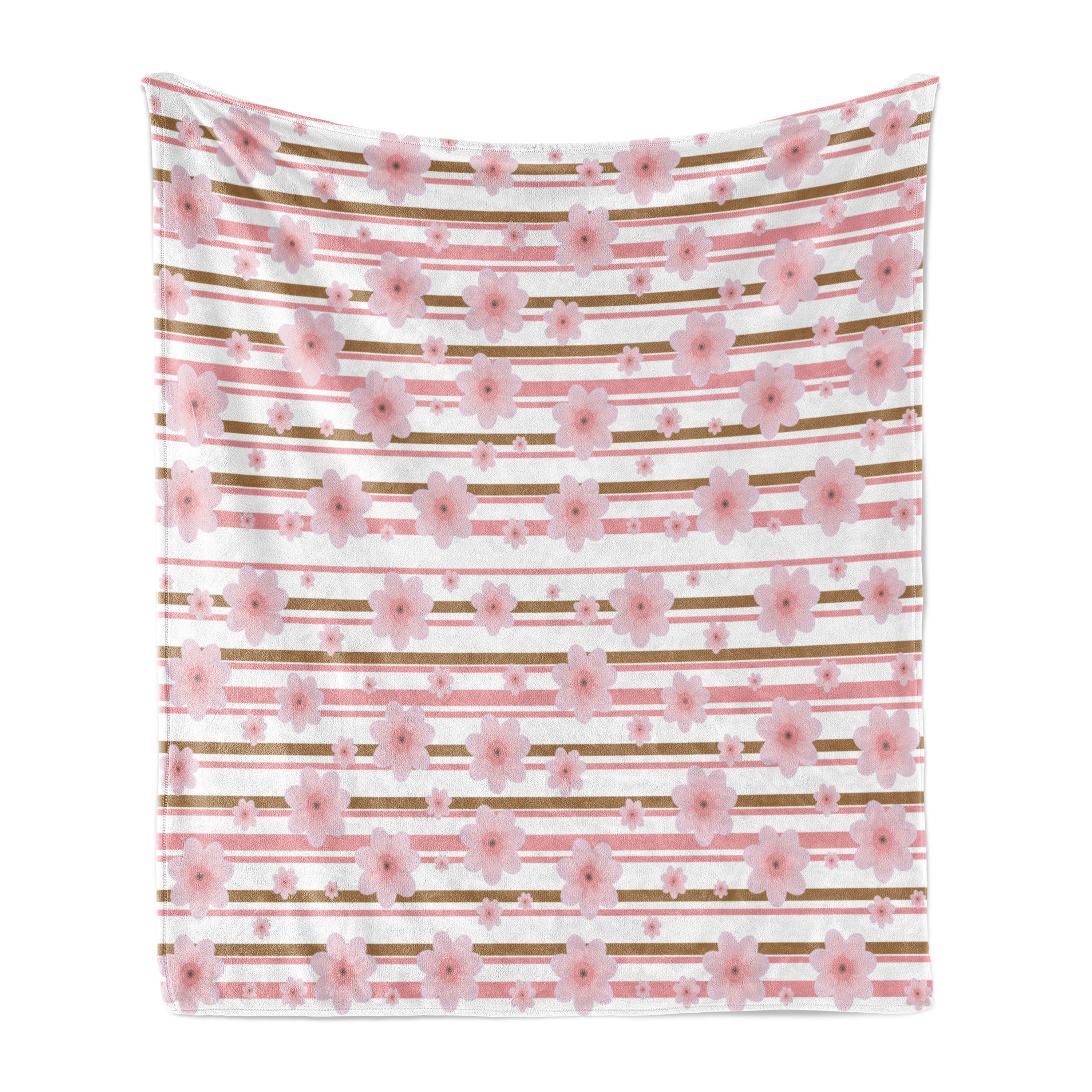 Ambesonne Peach Fleece Throw Blanket Cherry Buds Blossoms Pale Pink ...