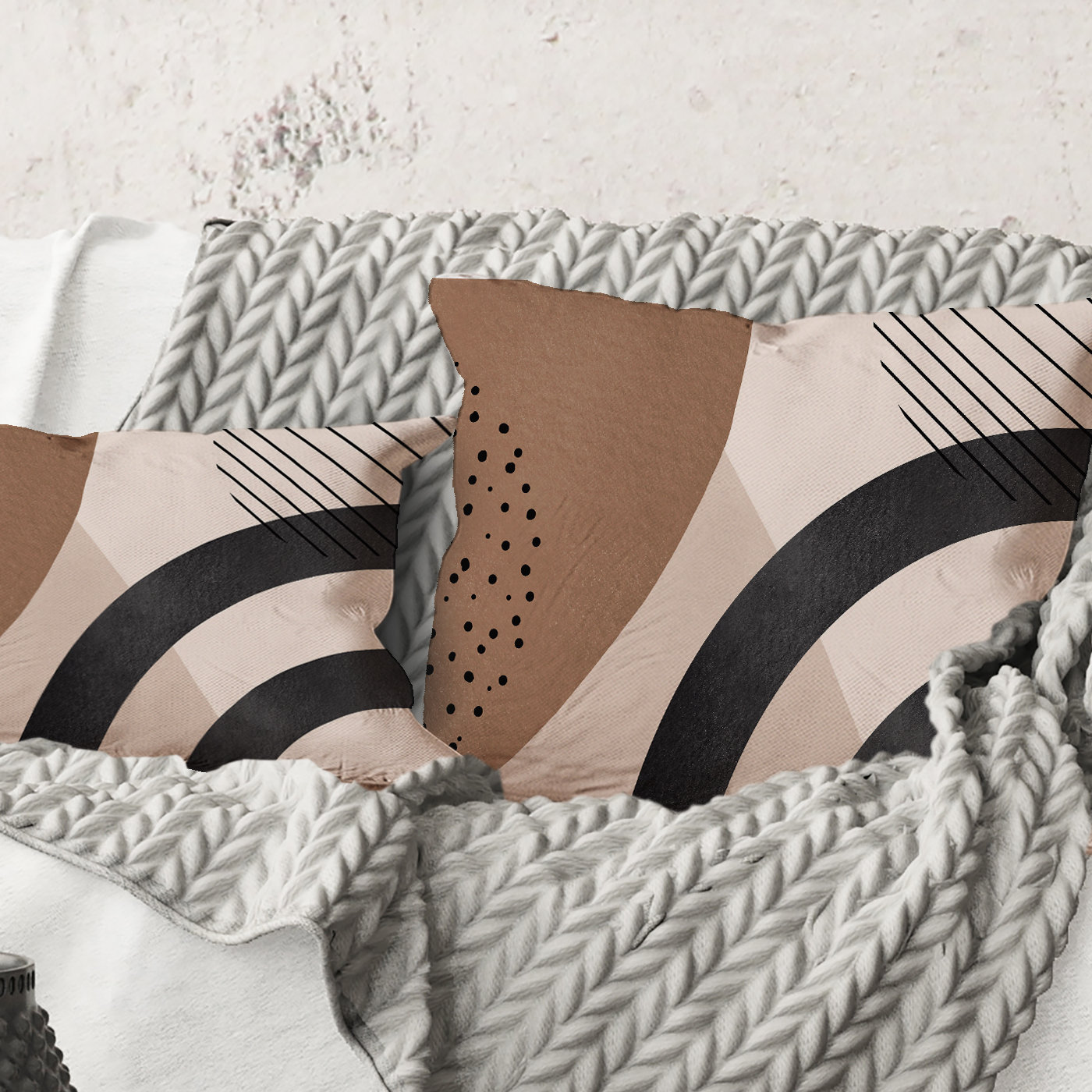 Design Art Square,Abstract Shapes In Terracotta And Ivory Shapes III ...