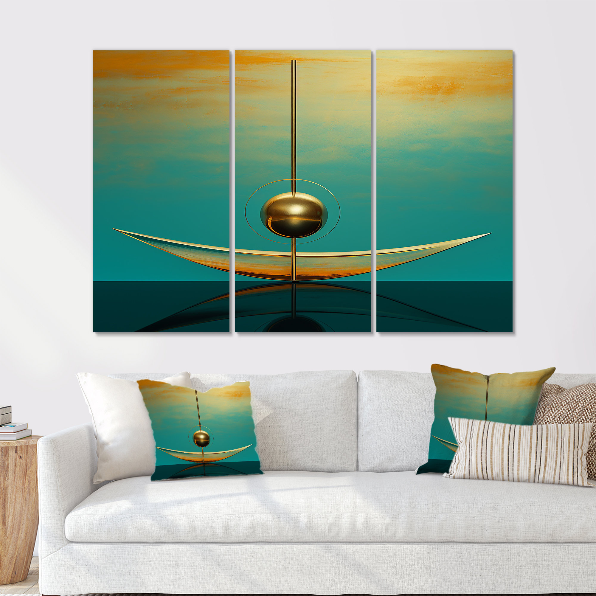 Latitude Run® Minimal Zen Gold Sphere - Spiritual Stone Wall Art Decor ...