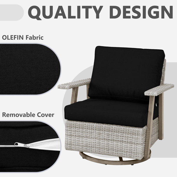 Hokku Designs Outdoor Deaisa Gliding Wicker Chair with Cushions | Wayfair