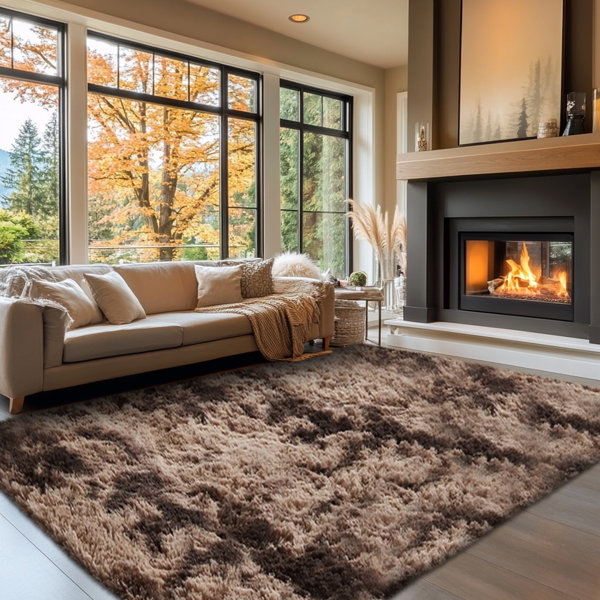 GERBIT Tie Dye-Coffee carpet, super fluffy, soft and thick living room ...