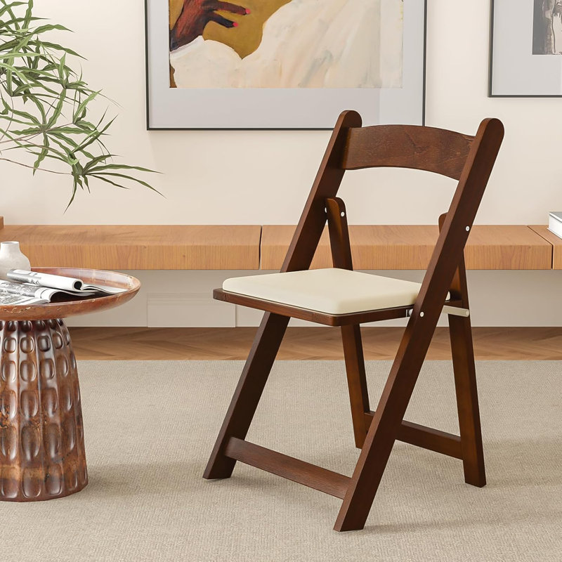 Red Barrel Studio® 4Pcs Wipe-Clean Deep Walnut-Padded Birch Folding ...