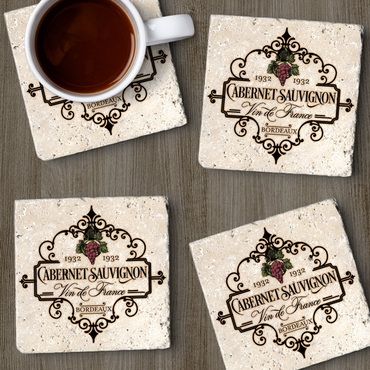 CounterArt Ensemble de 4 sous-verres en pierre de travertin naturels ...