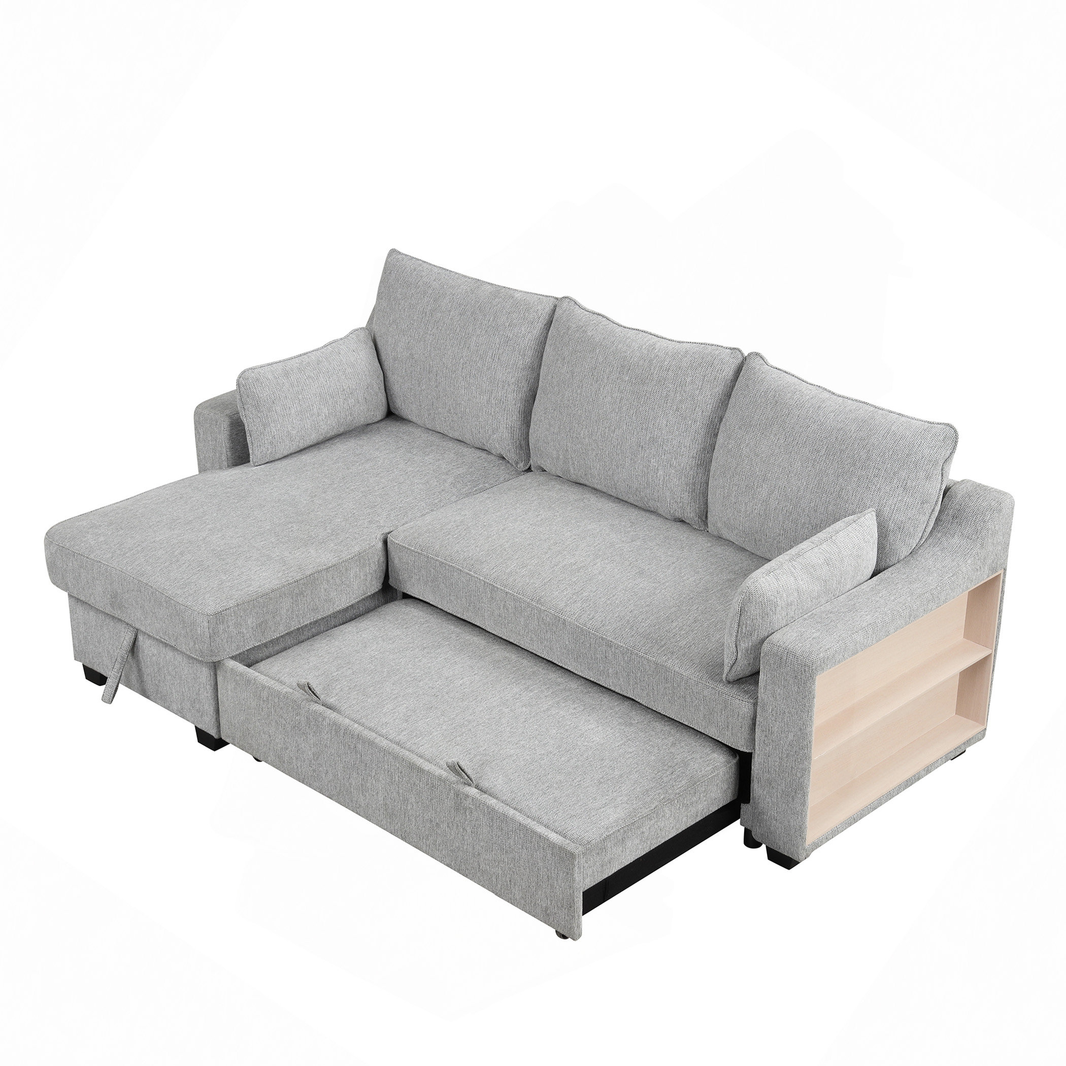 Latitude Run® Sectional Sofa, 90" Pull Out Sleeper Sofa L-Shaped Couch ...