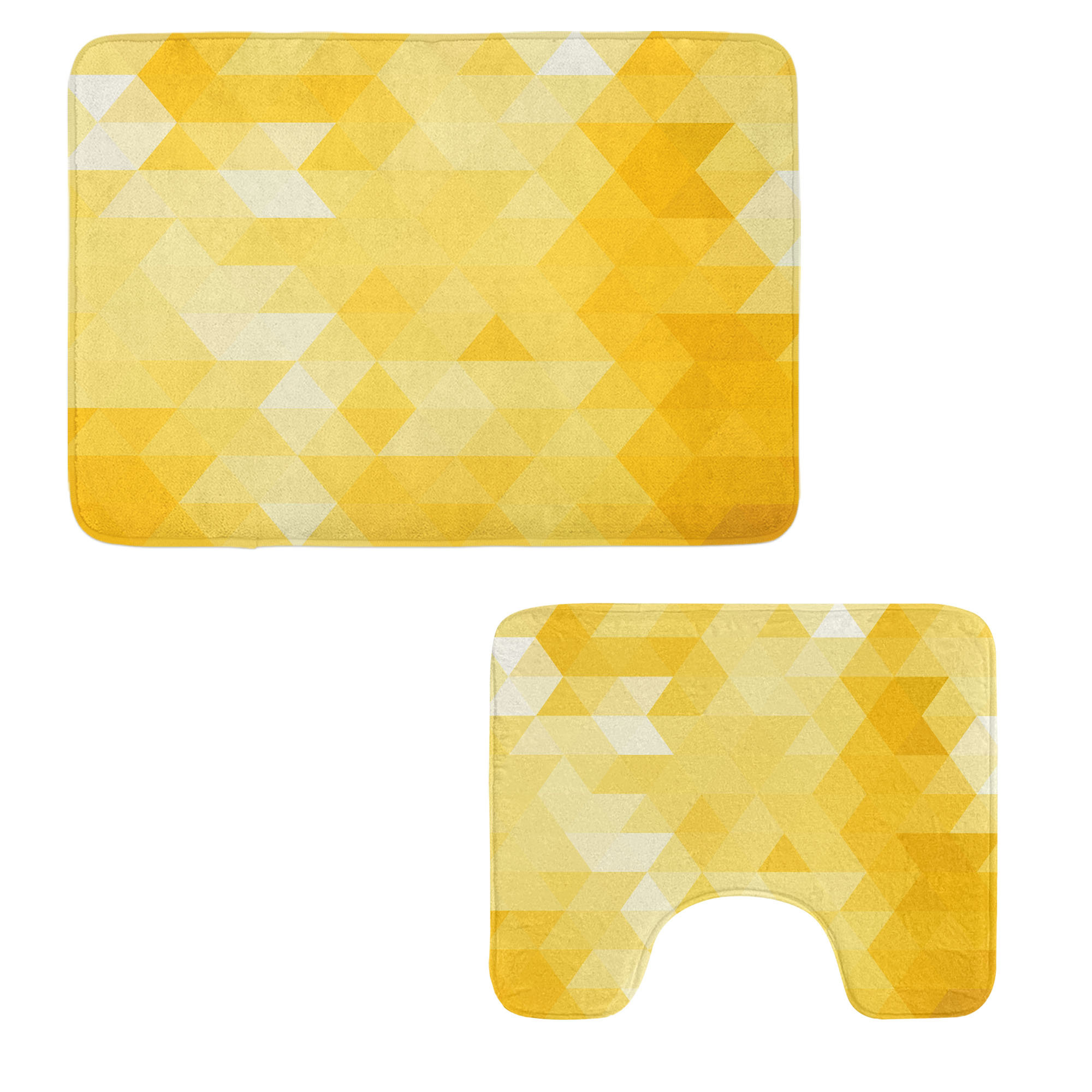 East Urban Home Yellow Bathroom Rug Set 2 Pieces Rectangle & Contour ...