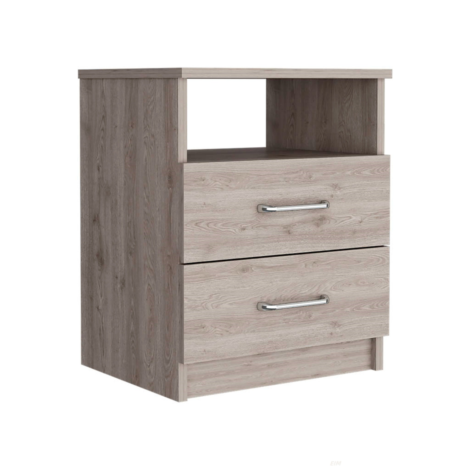 Latitude Run® Nightstand Olienza, Two Drawers, One Shelf, Light Gray ...