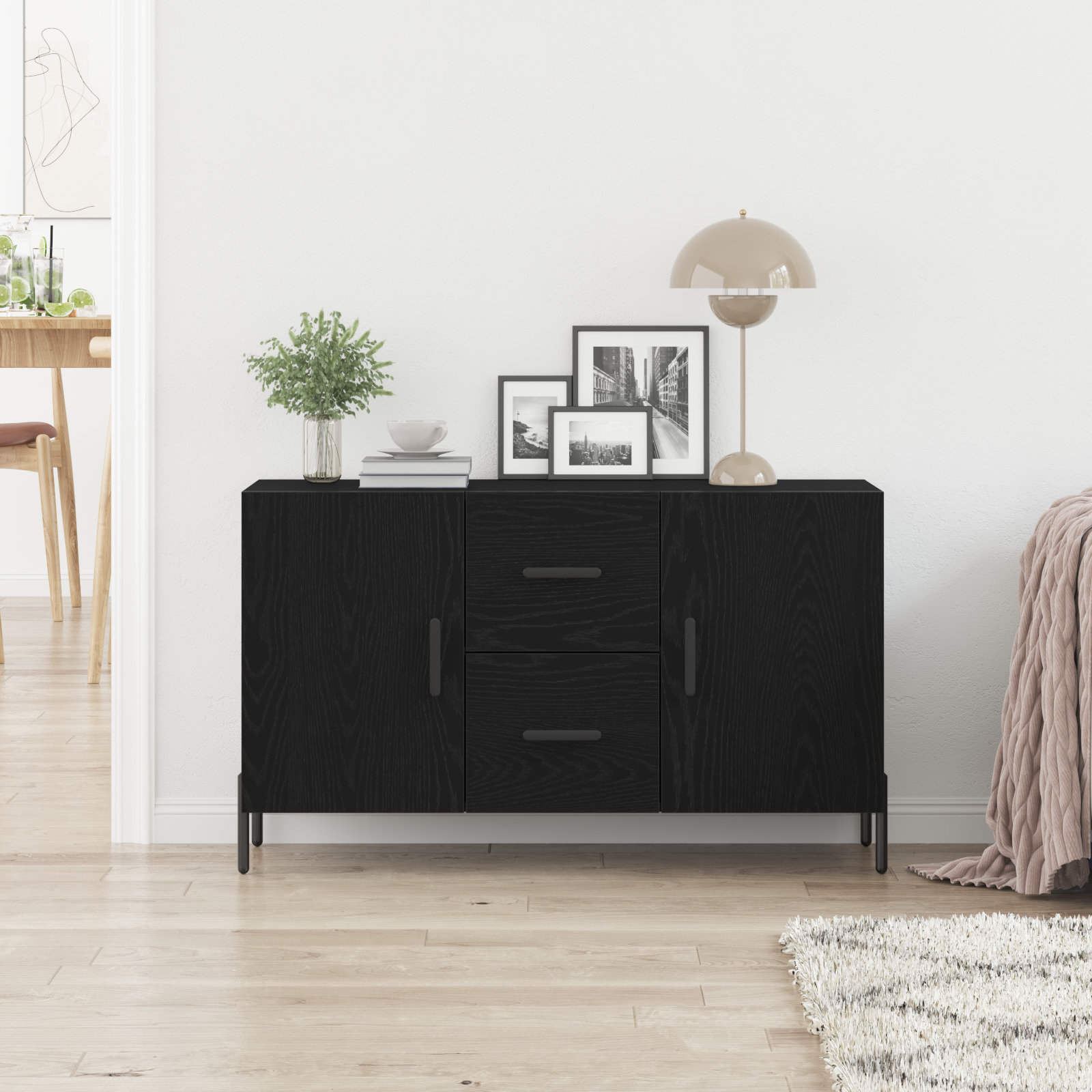 Metro Lane Sideboard Black Oak Wood Medium Black Oak Sideboard ...