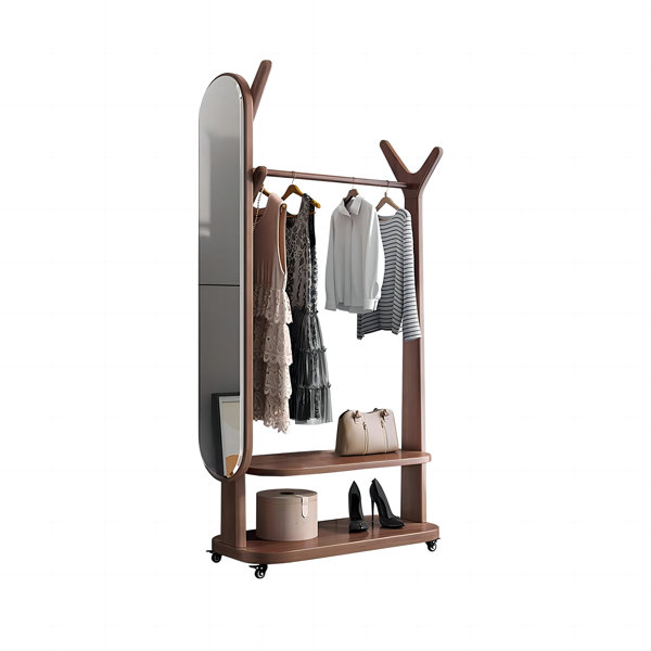 Hokku Designs Villers 31.5'' Solid Wood Rolling Clothes Racks /Garment ...