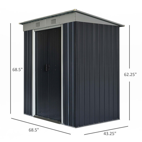 wtressa Outsunny 7' X 4' Metal Lean To Garden Shed, Outdoor Storage ...