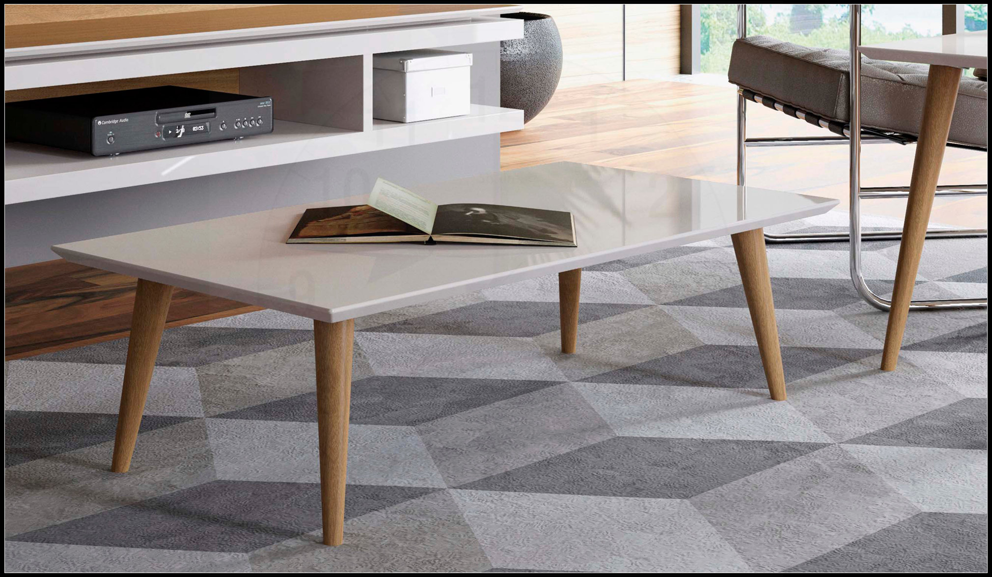 George Oliver Modern Layla Round Coffee Table with Slatted Conical Base ...