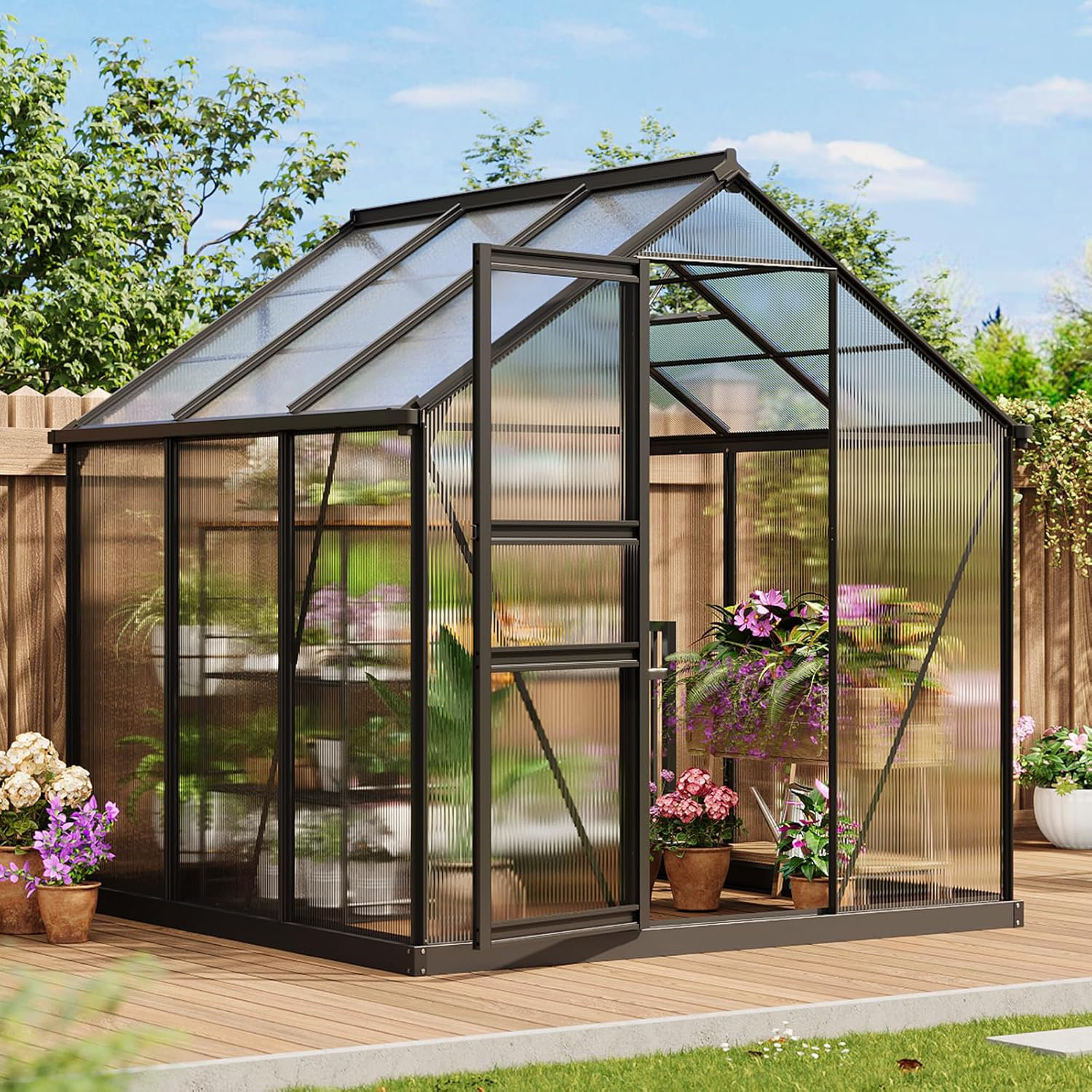 gaomon 6x6 FT Greenhouses for Outdoors, Polycarbonate Walk-in Green ...