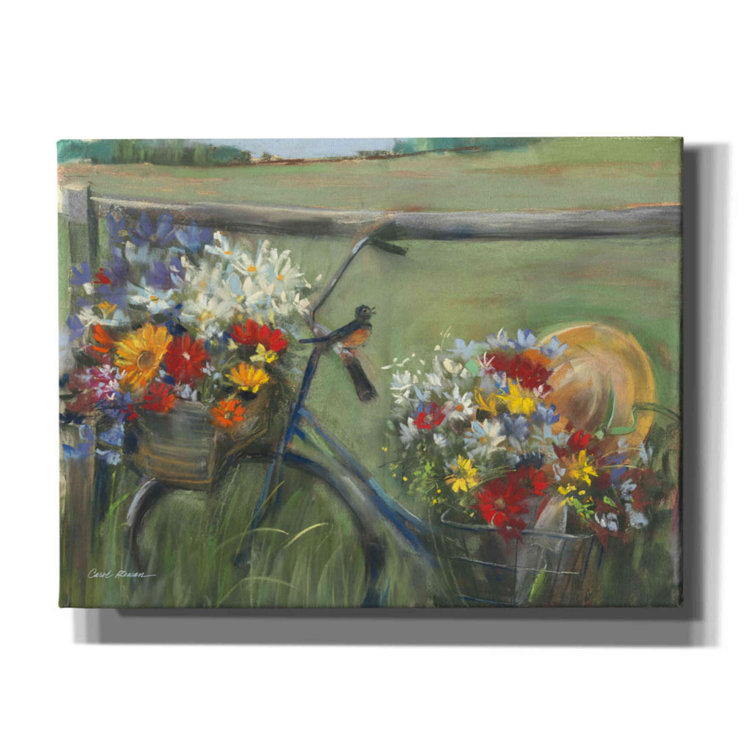 Wildon Home® Aarre Karens Bicycle On Canvas by Carol Rowan Print | Wayfair