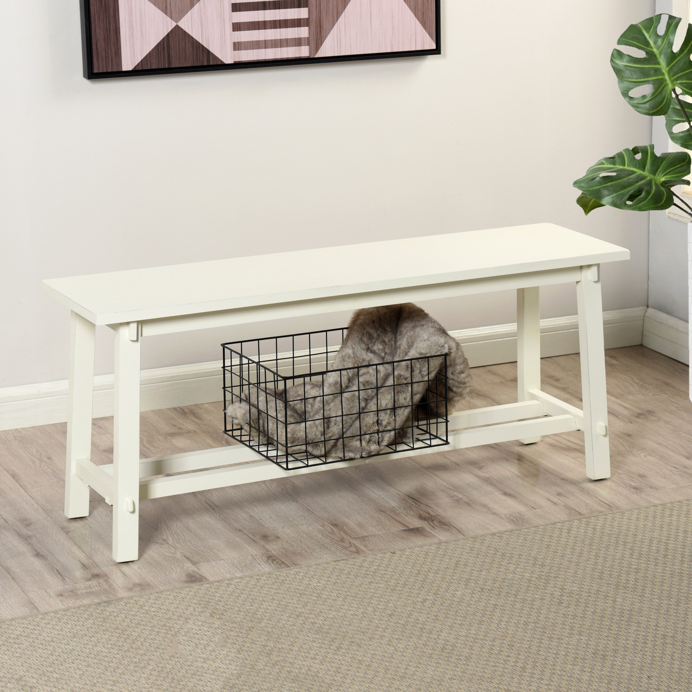 Gracie Oaks Mabel Slatted Utility Bench - Stone Grey - Wayfair Canada