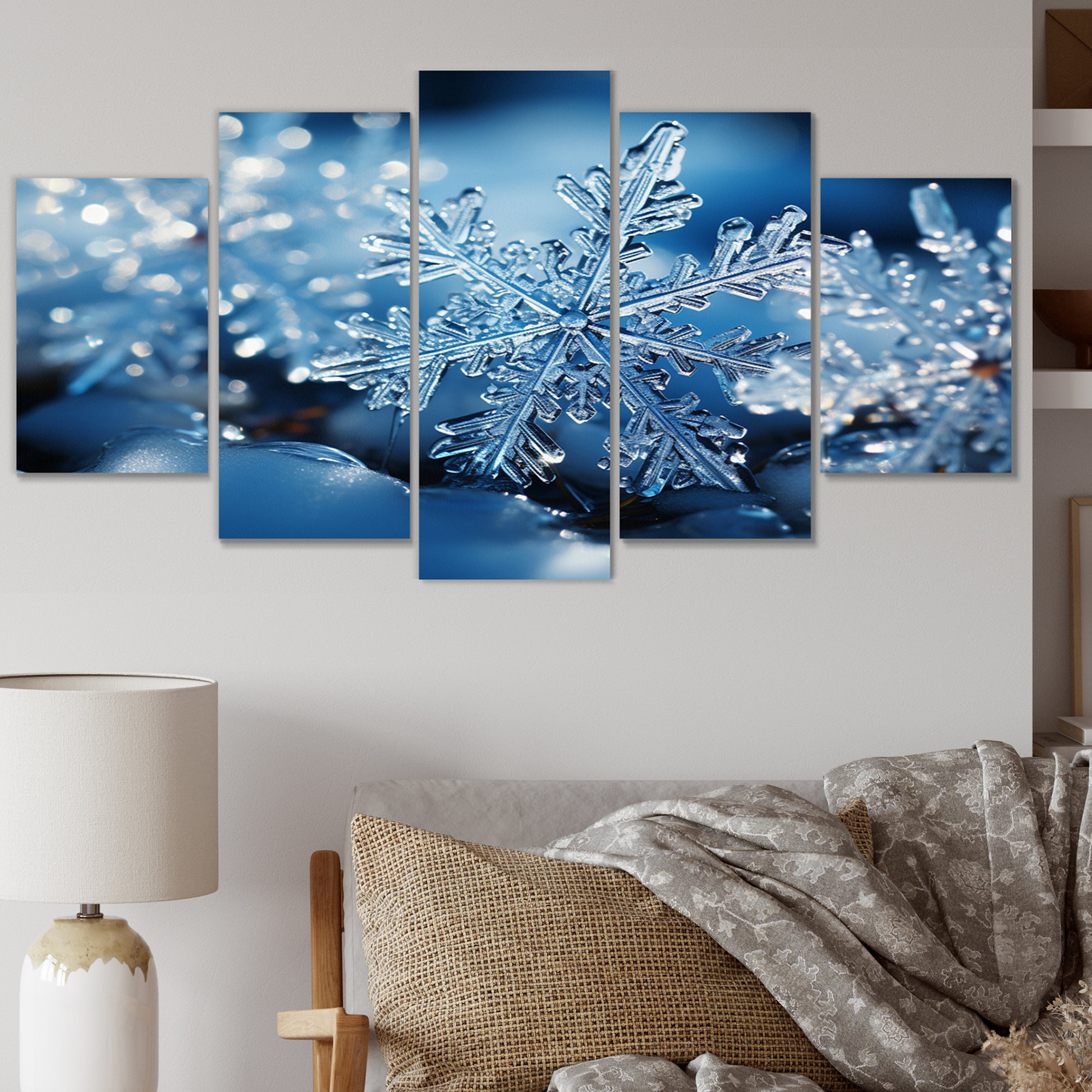 Ebern Designs Glimmering Snowflakes II - Abstract Canvas Wall Art - 5 ...