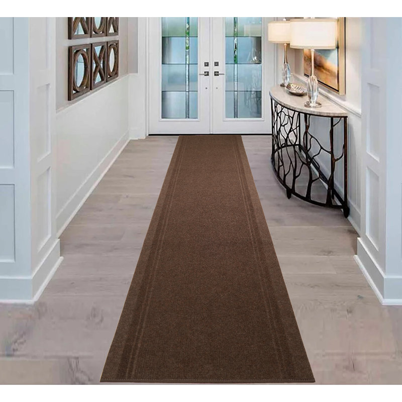 Ebern Designs Light Weight Indoor / Outdoor Slip Resistant Brown Runner ...