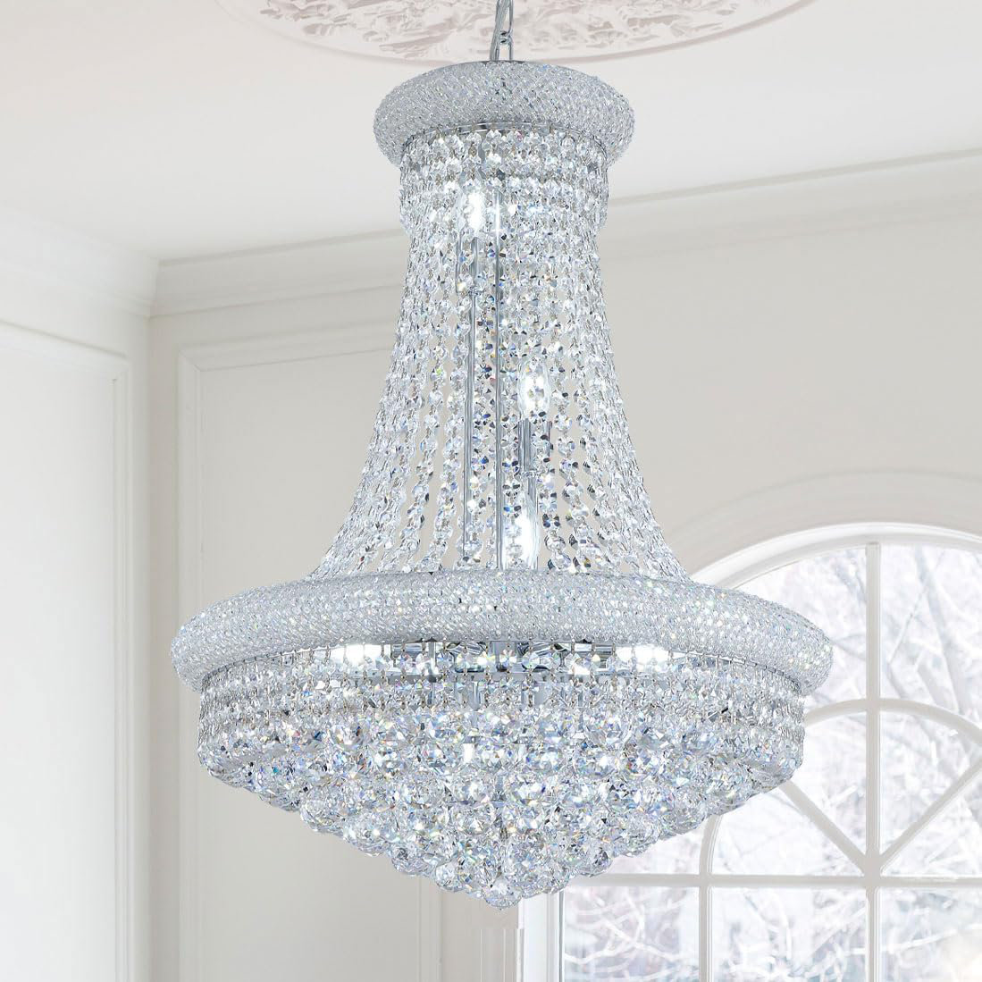House of Hampton Modern Crystal Chandelier With 10 Lights, Adjustable ...
